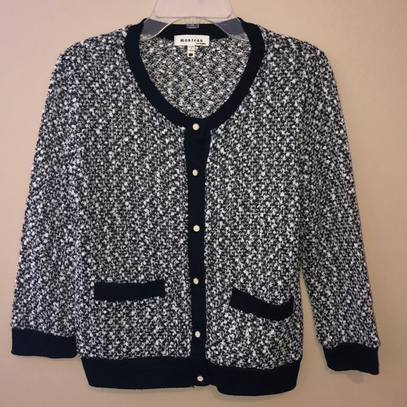 Monteau | Sweaters | Monteau Black White Golden Cardigan Sweater Medium ...